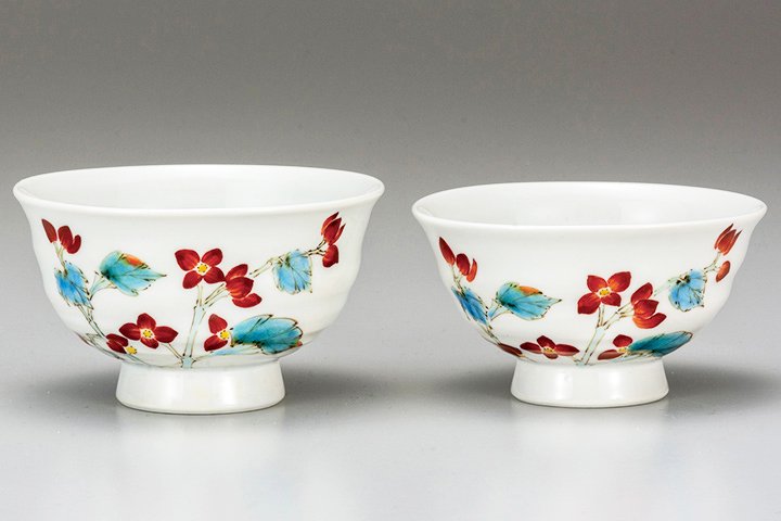 Red Flowers Kutani Ware Rice Bowl Set of 2 – SAKE.treat | Premium Made ...