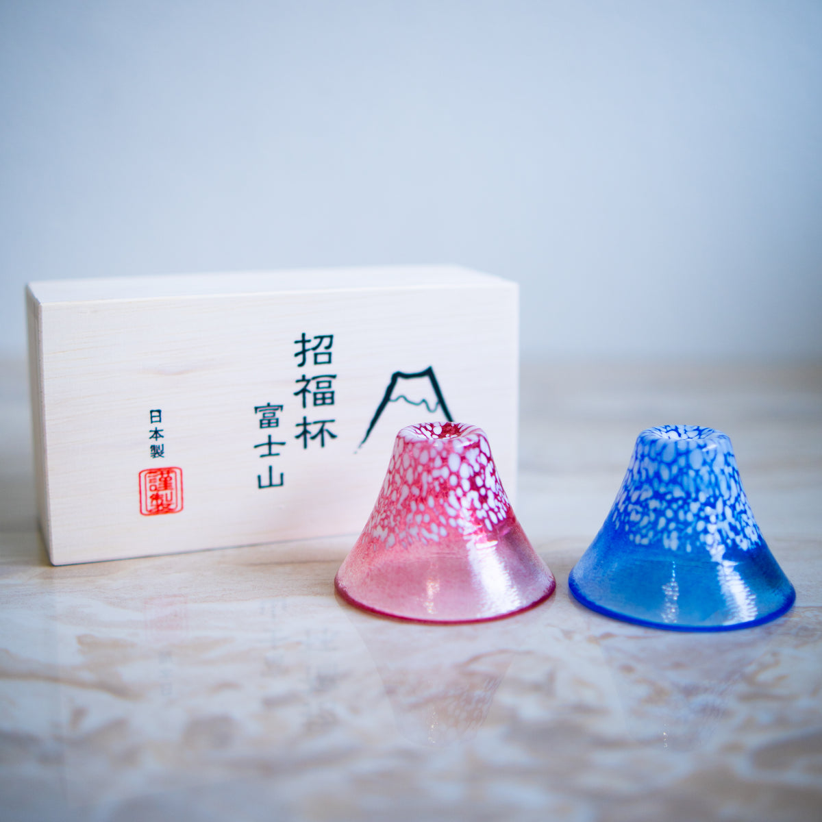Mt. Fuji Red & Blue Sake Glass Set of 2 – SAKE.treat | Premium Made in ...
